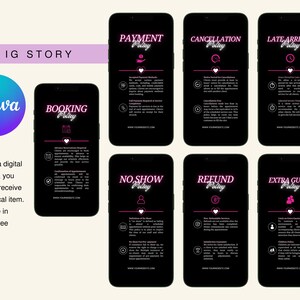 Booking Policy Template Canva for Lash Nail Tech Technician Hairstylist ...