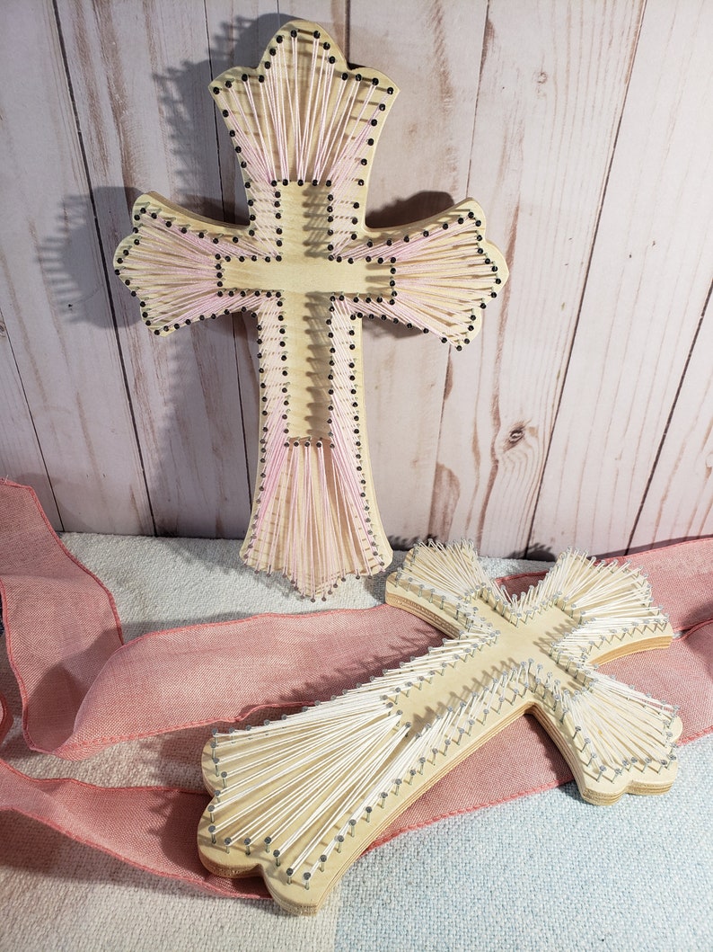 Cross String Art Cross Minimalist Wall Decor Personalized Wall Hanging Wood Christian Cross ...