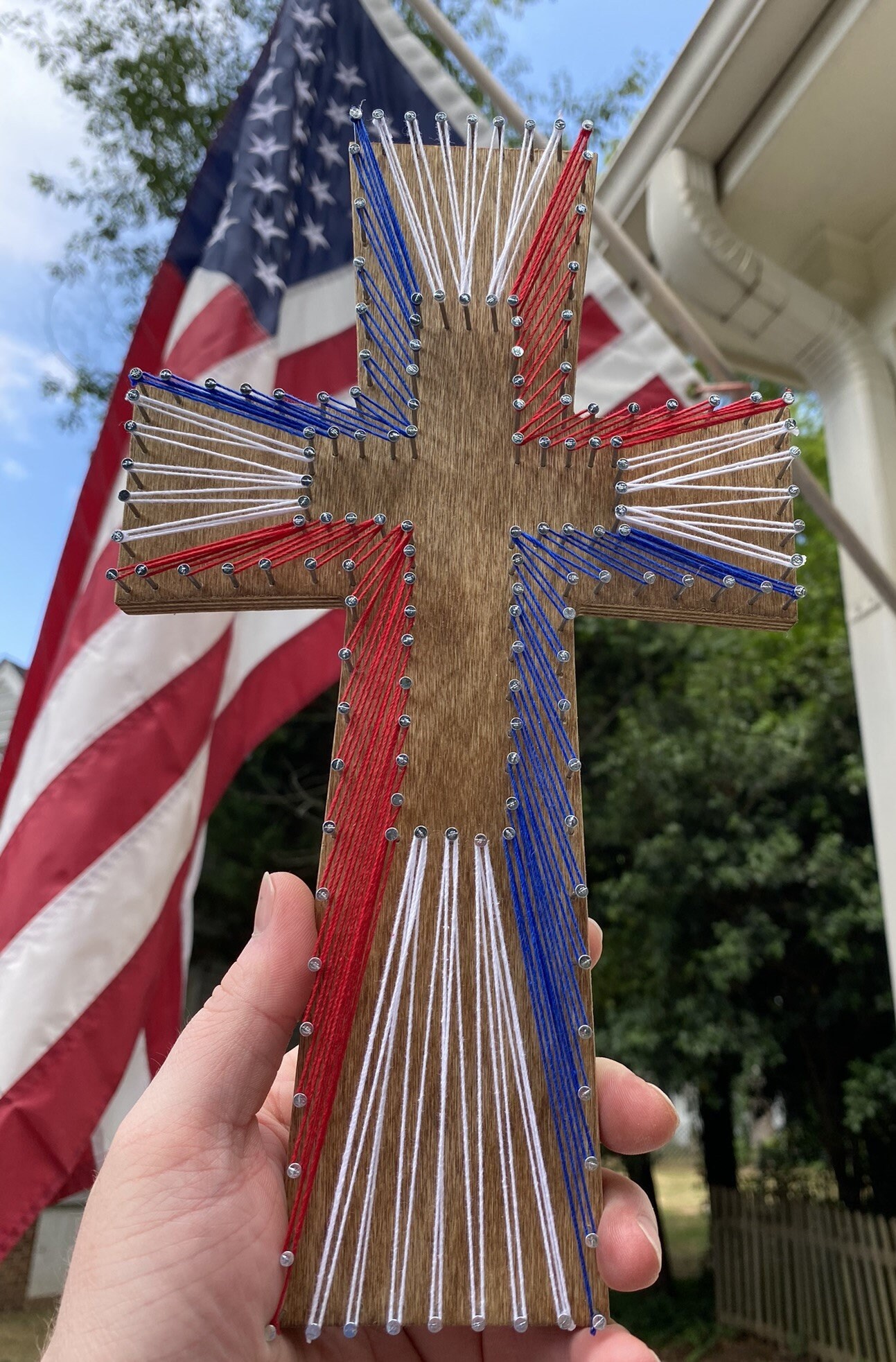 Red White Blue String Art Cross: Patriotic Wall Decor - Etsy