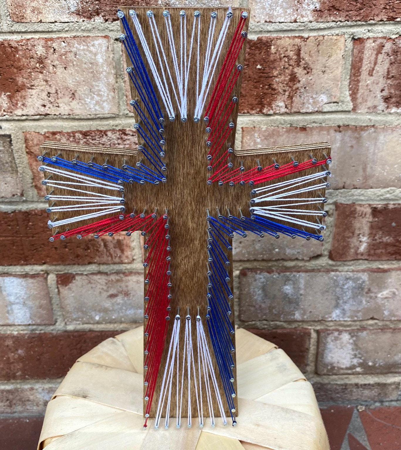 Red White Blue String Art Cross: Patriotic Wall Decor - Etsy