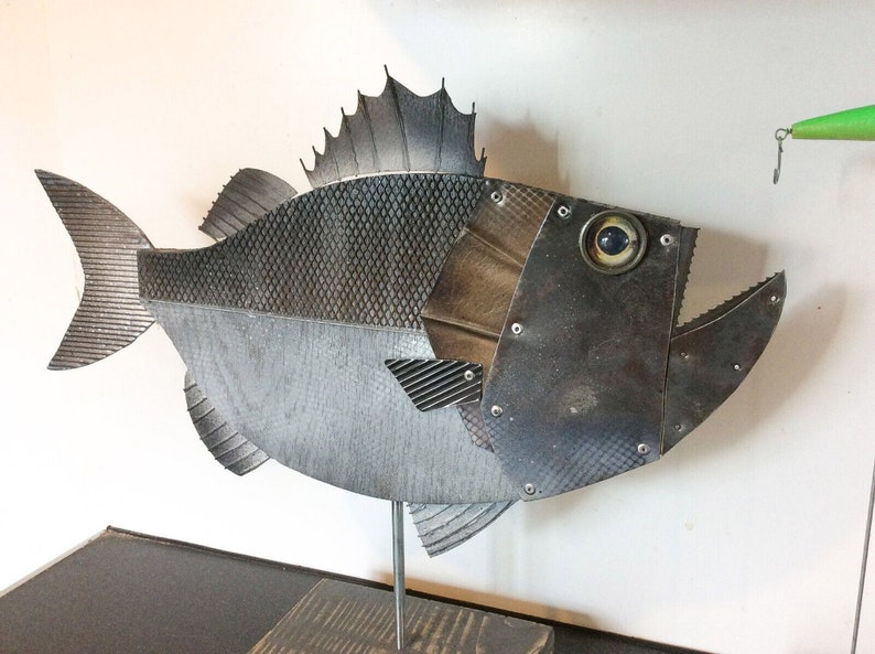 Handmade Fish Sculpture Bass Lure Fishing Decor Gift Angling Steampunk ...