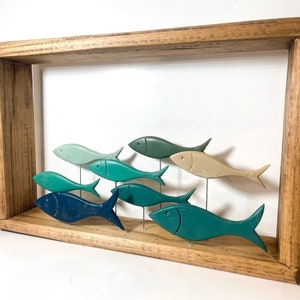 Handmade 3d Fish Shoal 36x24 Boxed Framed Resin Art Coastal Gift ...