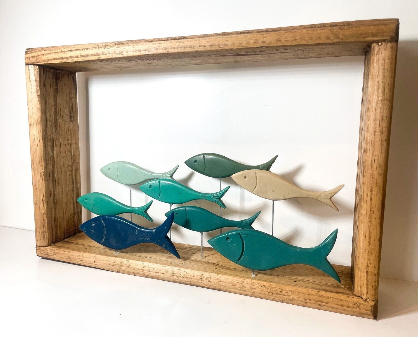 Handmade 3d Fish Shoal 36x24 Boxed Framed Resin Art Coastal Gift ...