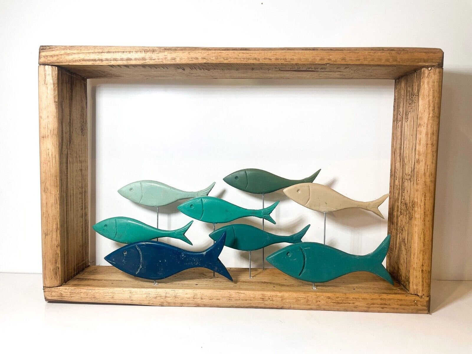 Handmade 3d Fish Shoal 36x24 Boxed Framed Resin Art Coastal Gift ...