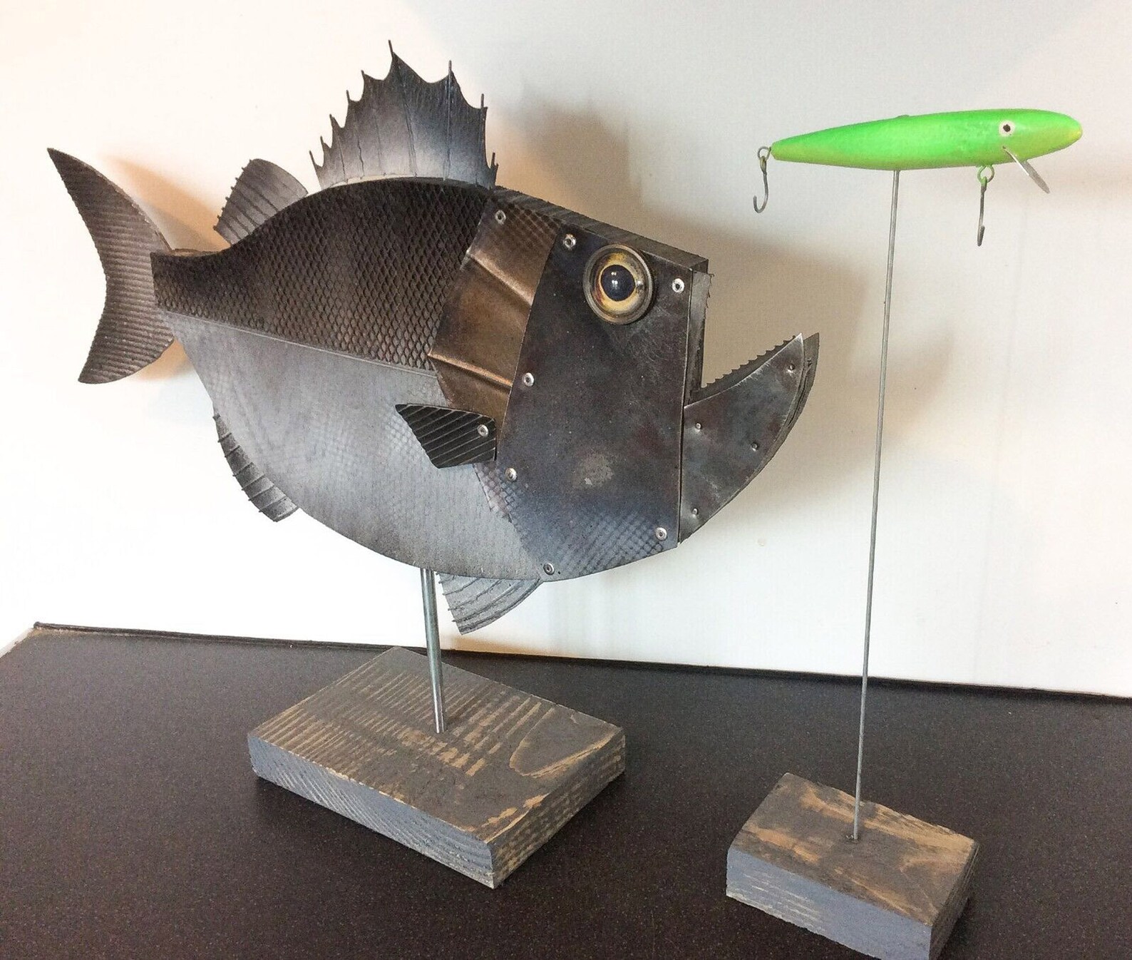 Handmade Fish Sculpture Bass Lure Fishing Decor Gift Angling Steampunk ...