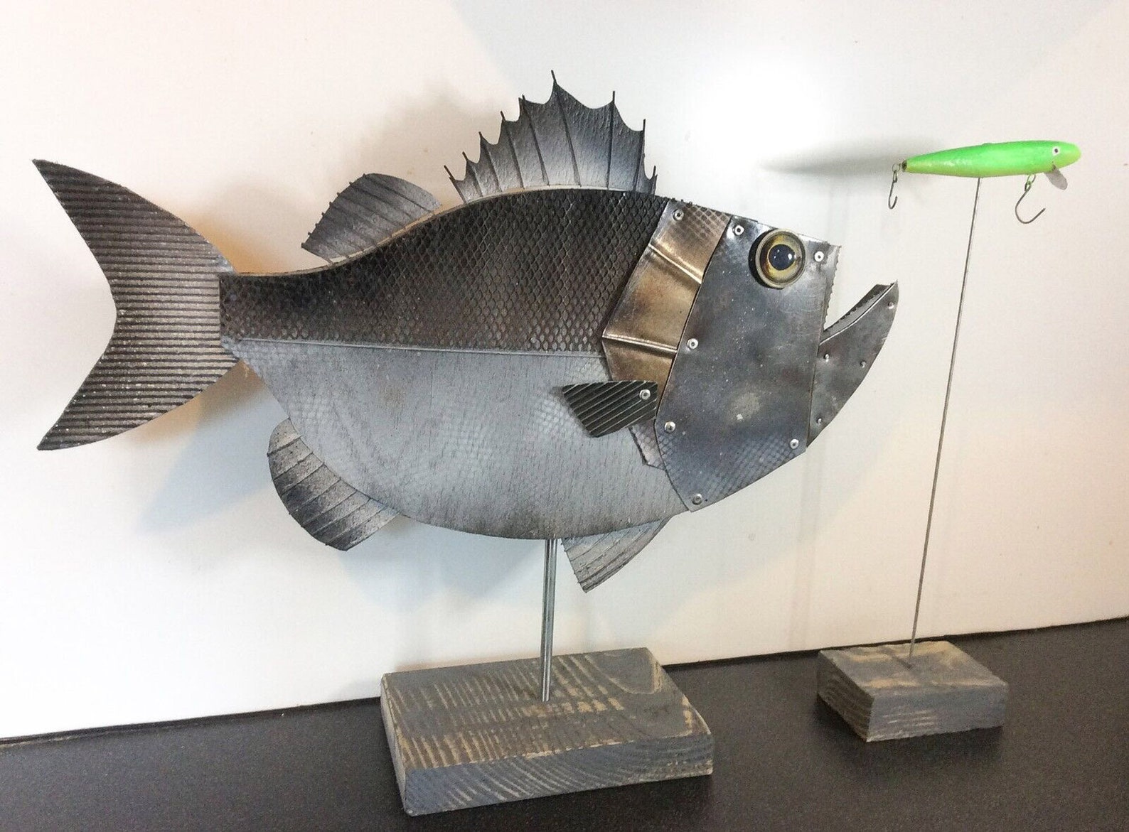 Handmade Fish Sculpture Bass Lure Fishing Decor Gift Angling Steampunk ...