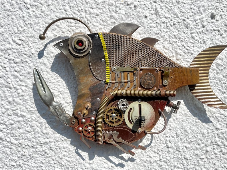 Handmade Fish Sculpture Bass Lure Fishing Decor Gift Angling Steampunk ...