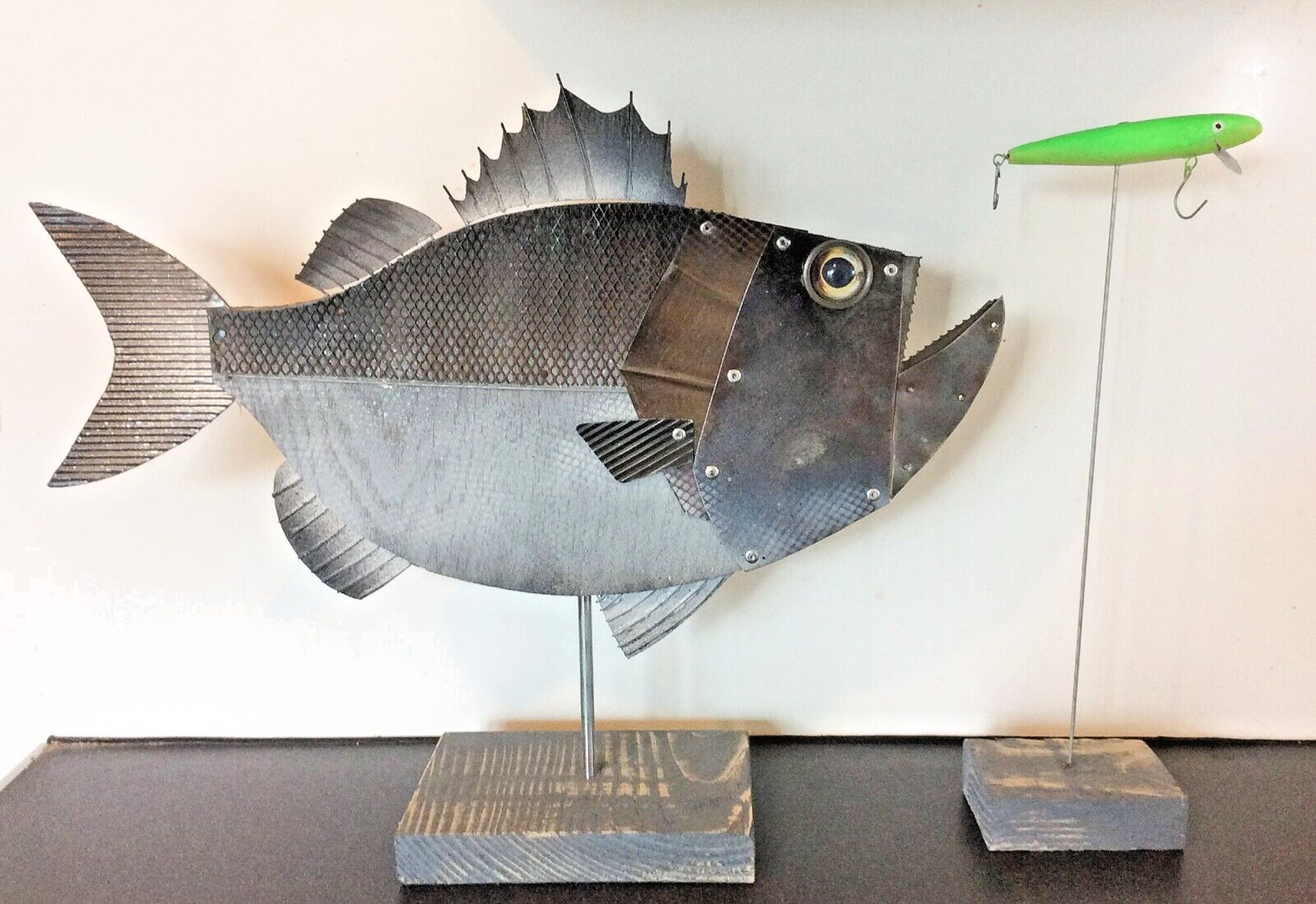 Handmade Fish Sculpture Bass Lure Fishing Decor Gift Angling Steampunk ...