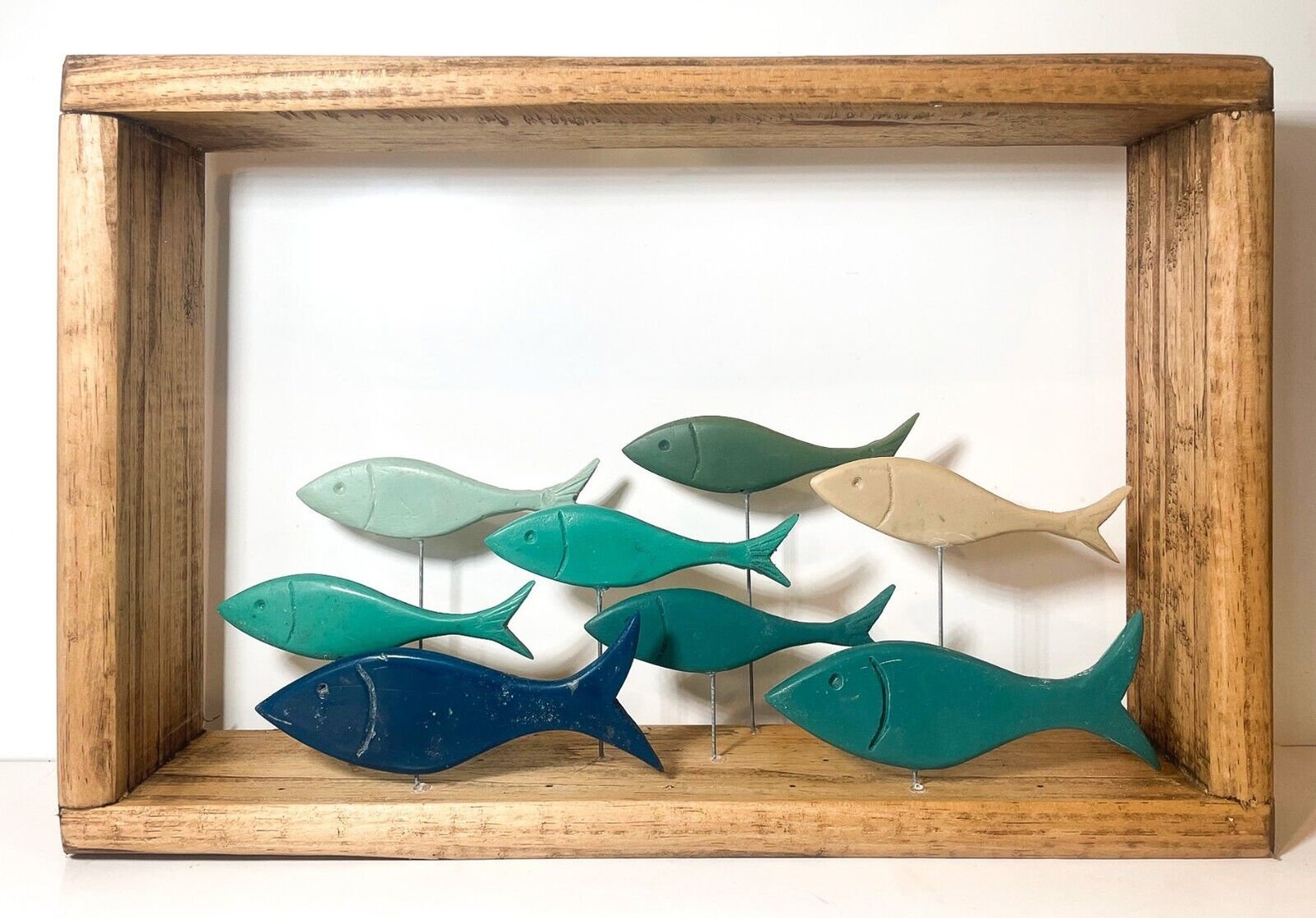 Handmade 3d Fish Shoal 36x24 Boxed Framed Resin Art Coastal Gift ...