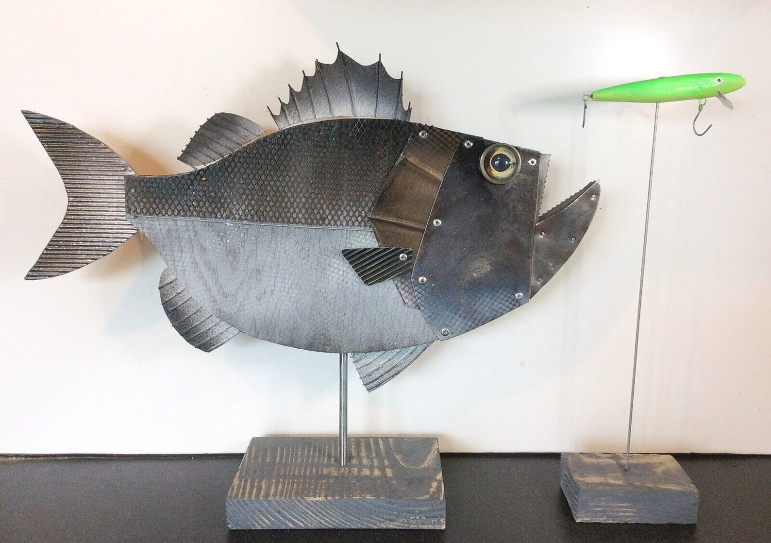 Handmade Fish Sculpture Bass Lure Fishing Decor Gift Angling Steampunk ...