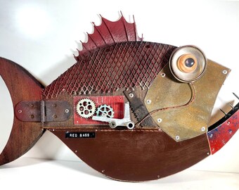 Handmade Fish Sculpture Bass Lure Fishing Decor Gift Angling Steampunk ...