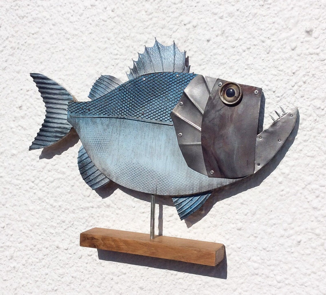 Handmade Fish Sculpture Bass Lure Fishing Decor Gift Angling Steampunk ...