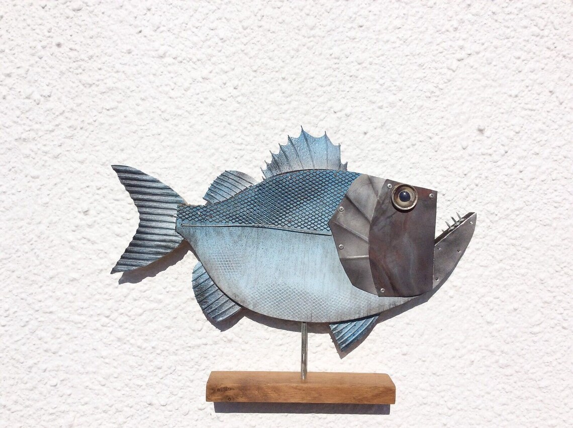 Handmade Fish Sculpture Bass Lure Fishing Decor Gift Angling Steampunk ...