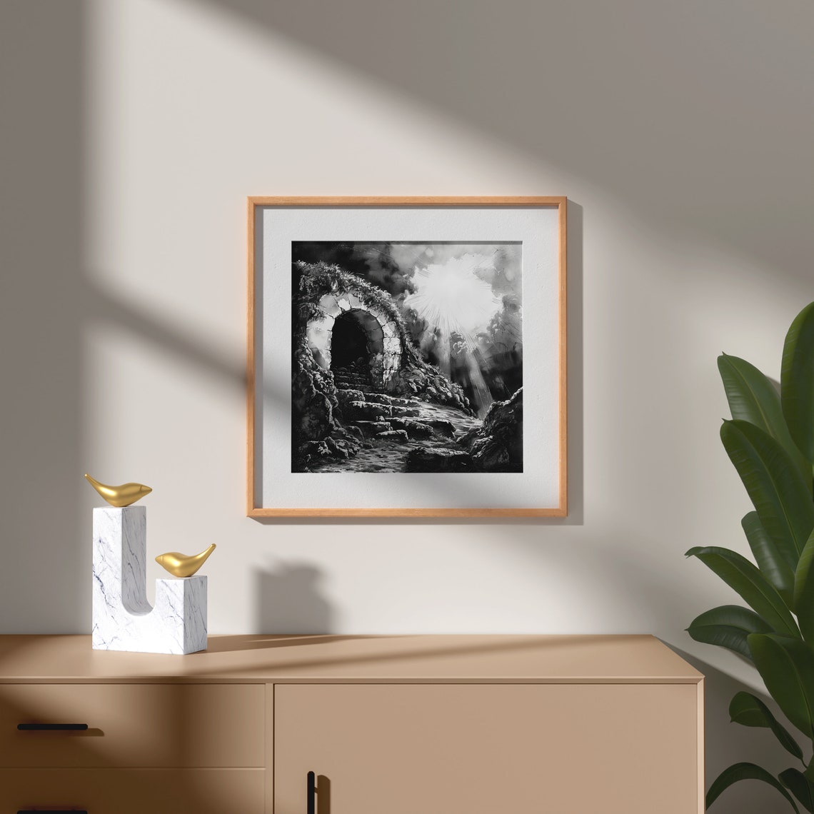 Empty Tomb, Jesus Resurrection on Easter Morning Painting, Biblical Art ...