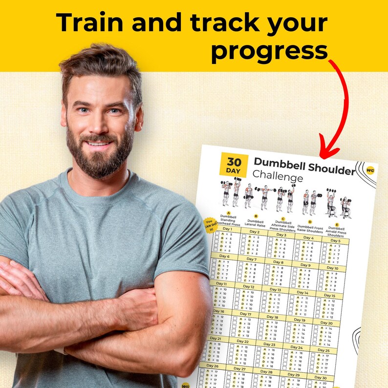 30 Day Dumbbell Shoulder Challenge - Printable Workout Tracker ...
