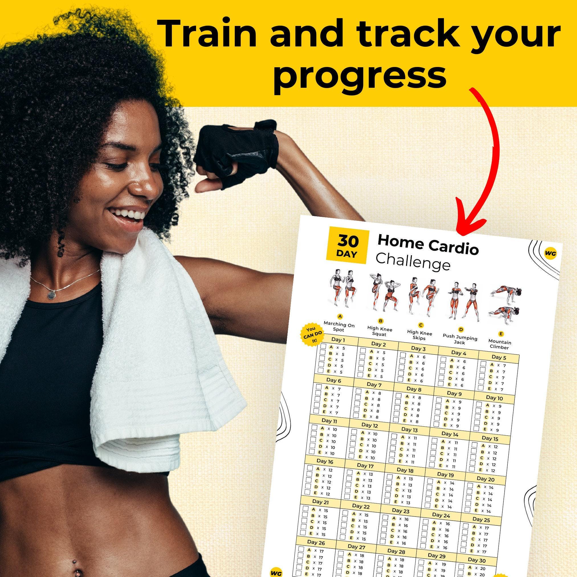 30 Day Home Cardio Challenge - Printable Workout Tracker. Cardio ...