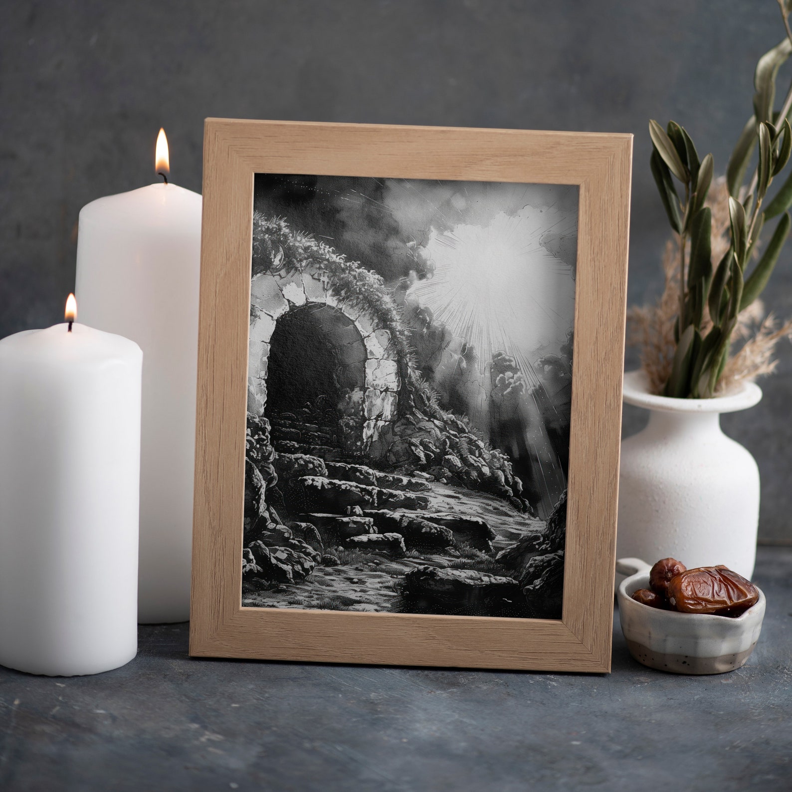 Empty Tomb, Jesus Resurrection on Easter Morning Painting, Biblical Art ...