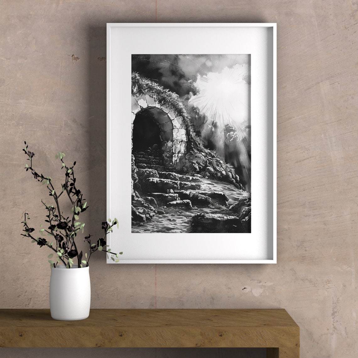 Empty Tomb, Jesus Resurrection on Easter Morning Painting, Biblical Art ...