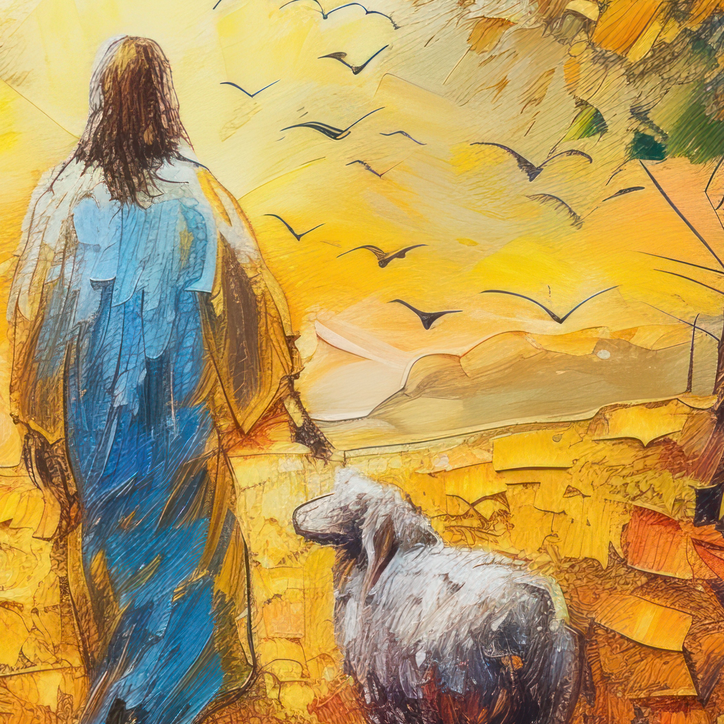 Jesus Leaves the 99, Parable of the Lost Sheep, Jesus Painting,biblical ...
