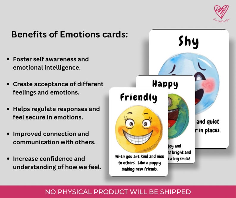 Emotions Cards for Kids, Teens & Young Adults Watercolour Emoji ...