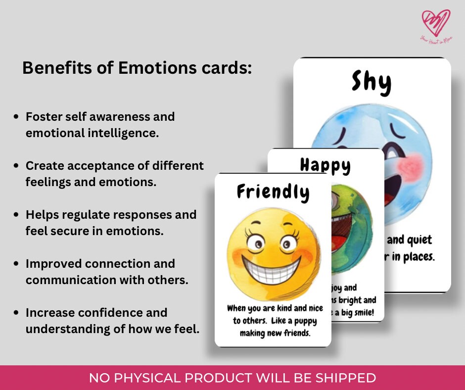 Emotions Cards for Kids, Teens & Young Adults - Watercolour Emoji ...