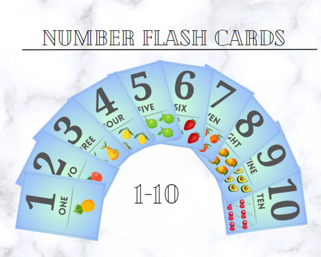 Number Flash Cards, Count Fruits, Preschool Counting, Numbers 1-10 ...