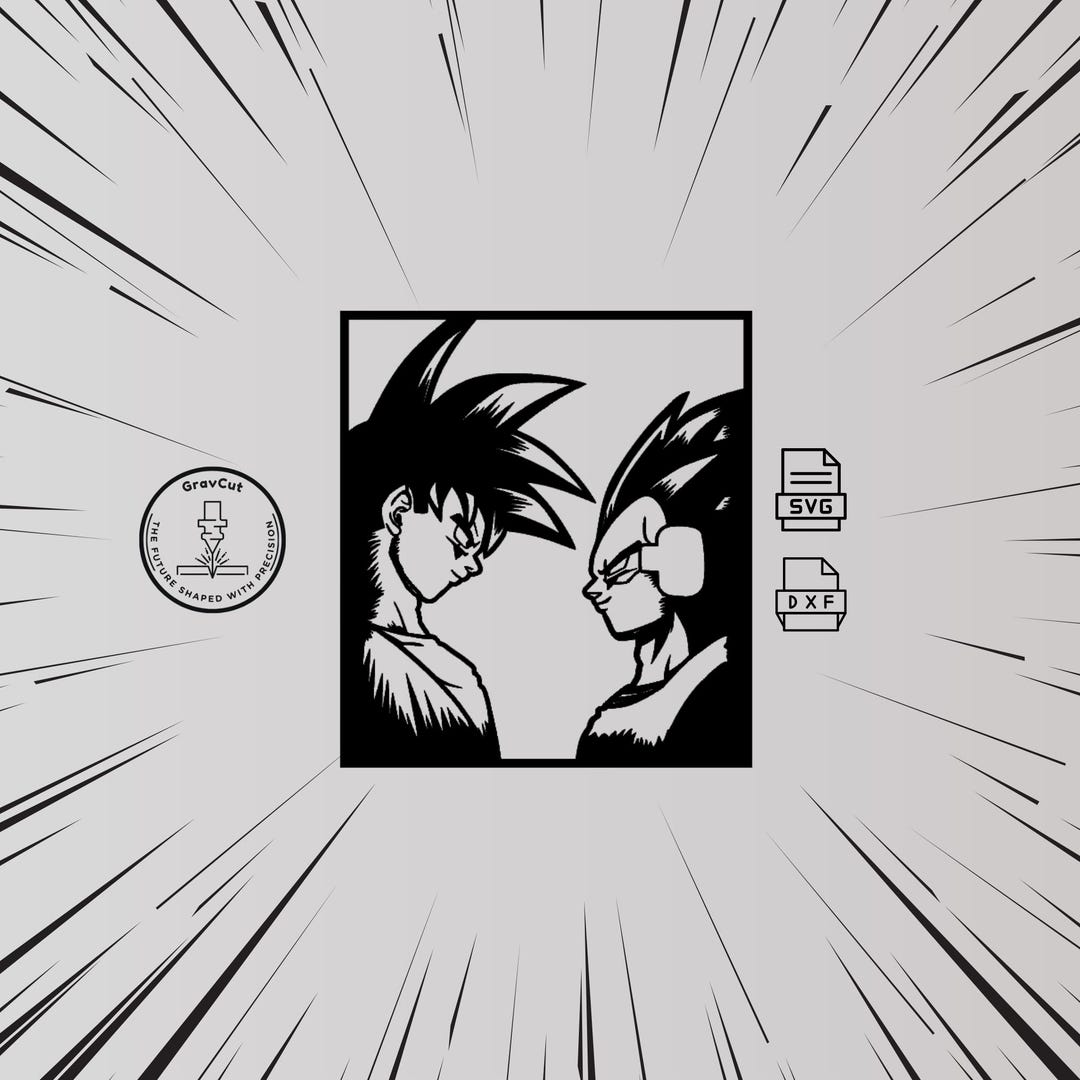 Goku Vs Vegeta Decor Vector File for Laser Cutting, Metal & Wood CNC ...
