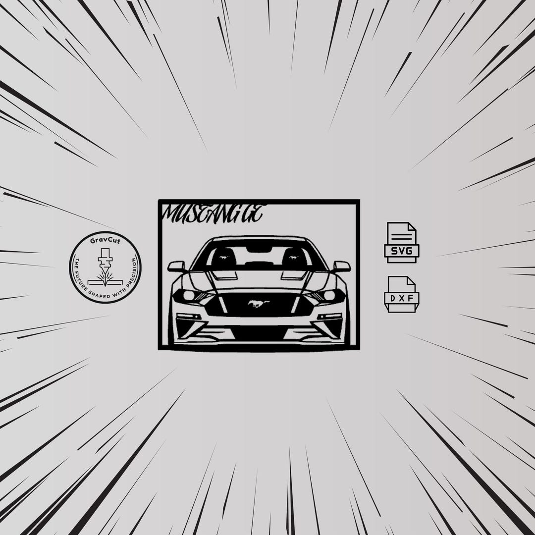 Ford Mustang GT Decor Vector File for Laser Cutting, Metal & Wood CNC ...