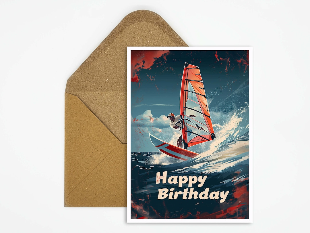 Birthday Card Windsurfing, Happy Birthday Card Windsurfing, Windsurfer ...