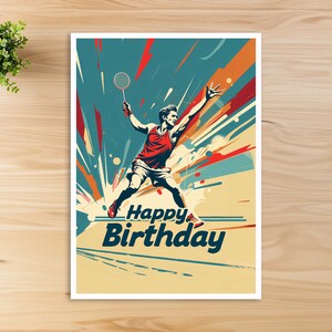 Birthday Card Badminton, Happy Birthday Card Badminton, Sports Card ...