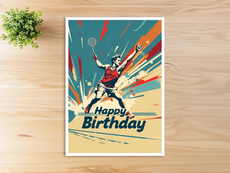 Birthday Card Badminton, Happy Birthday Card Badminton, Sports Card ...