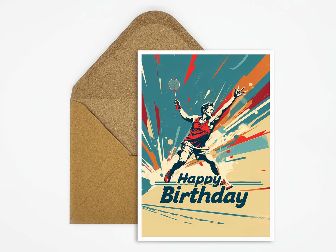 Birthday Card Badminton, Happy Birthday Card Badminton, Sports Card ...