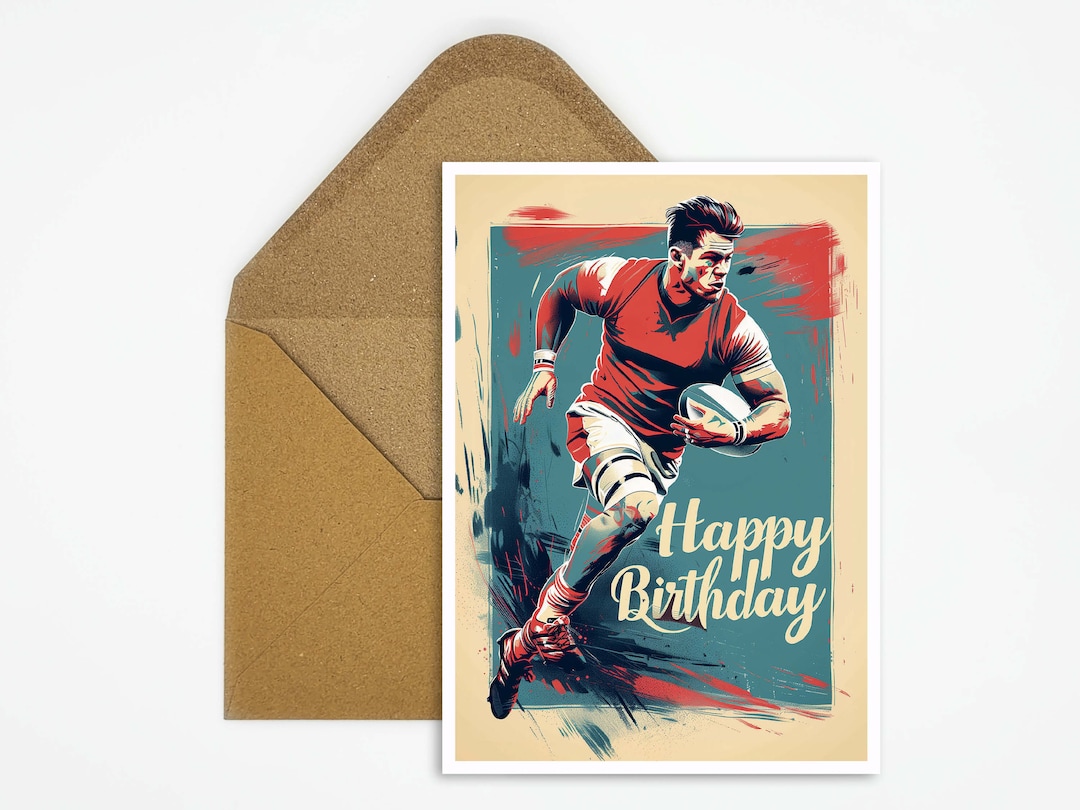 Rugby Birthday Card, Happy Birthday Rugby, Gift, Postcard Sport, Gift ...