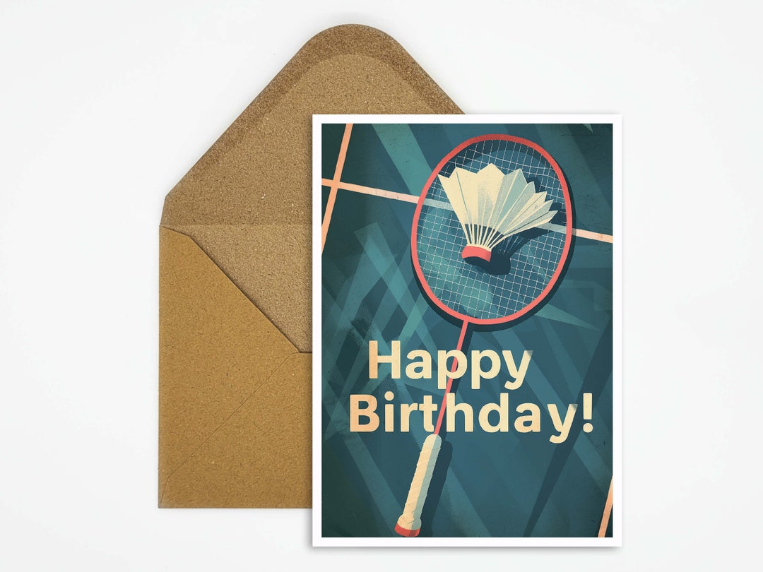 Badminton Birthday Card, Happy Birthday Badminton Birthday Card, Gift ...