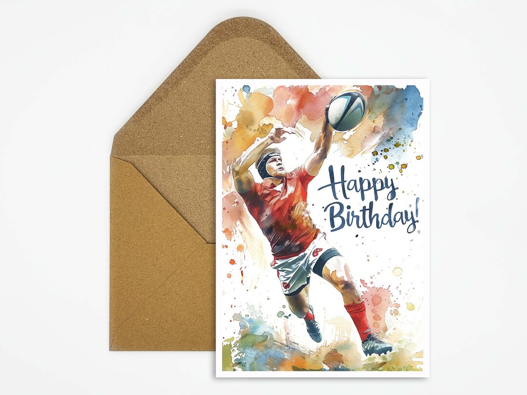 Rugby Birthday Card, Happy Birthday Rugby Birthday Card, Gift Card ...