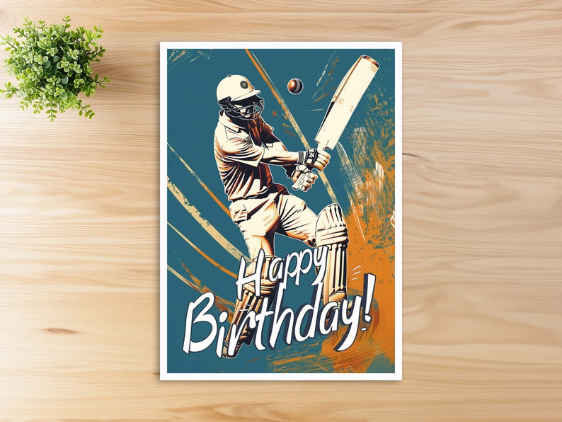 Birthday Card Cricket, Happy Birthday Cricket Birthday Card, Gift Card ...