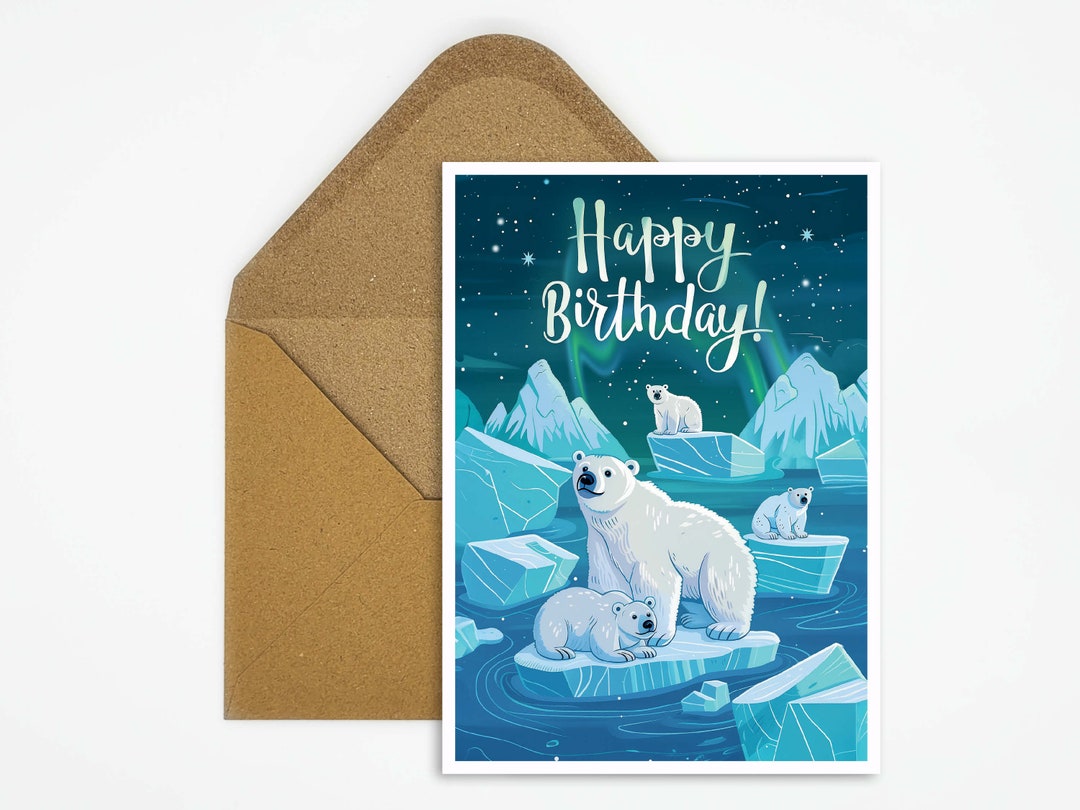 Polar Bear Birthday Card, Happy Birthday Birthday Card, Kids Birthday ...
