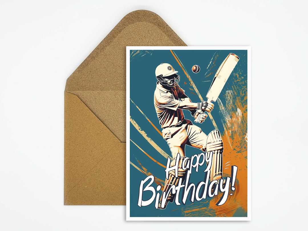 Birthday Card Cricket, Happy Birthday Cricket Birthday Card, Gift Card ...