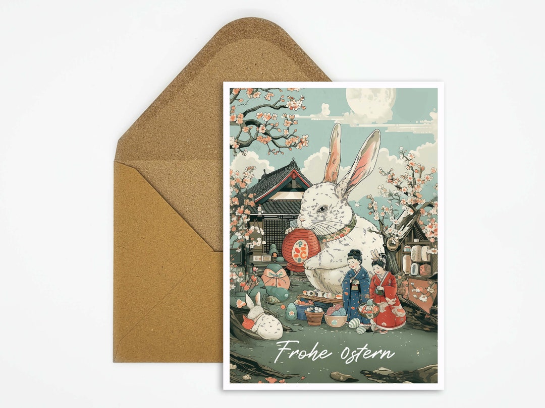 Easter Postcard, Happy Easter Card, Easter Bunny Illustration, Card ...