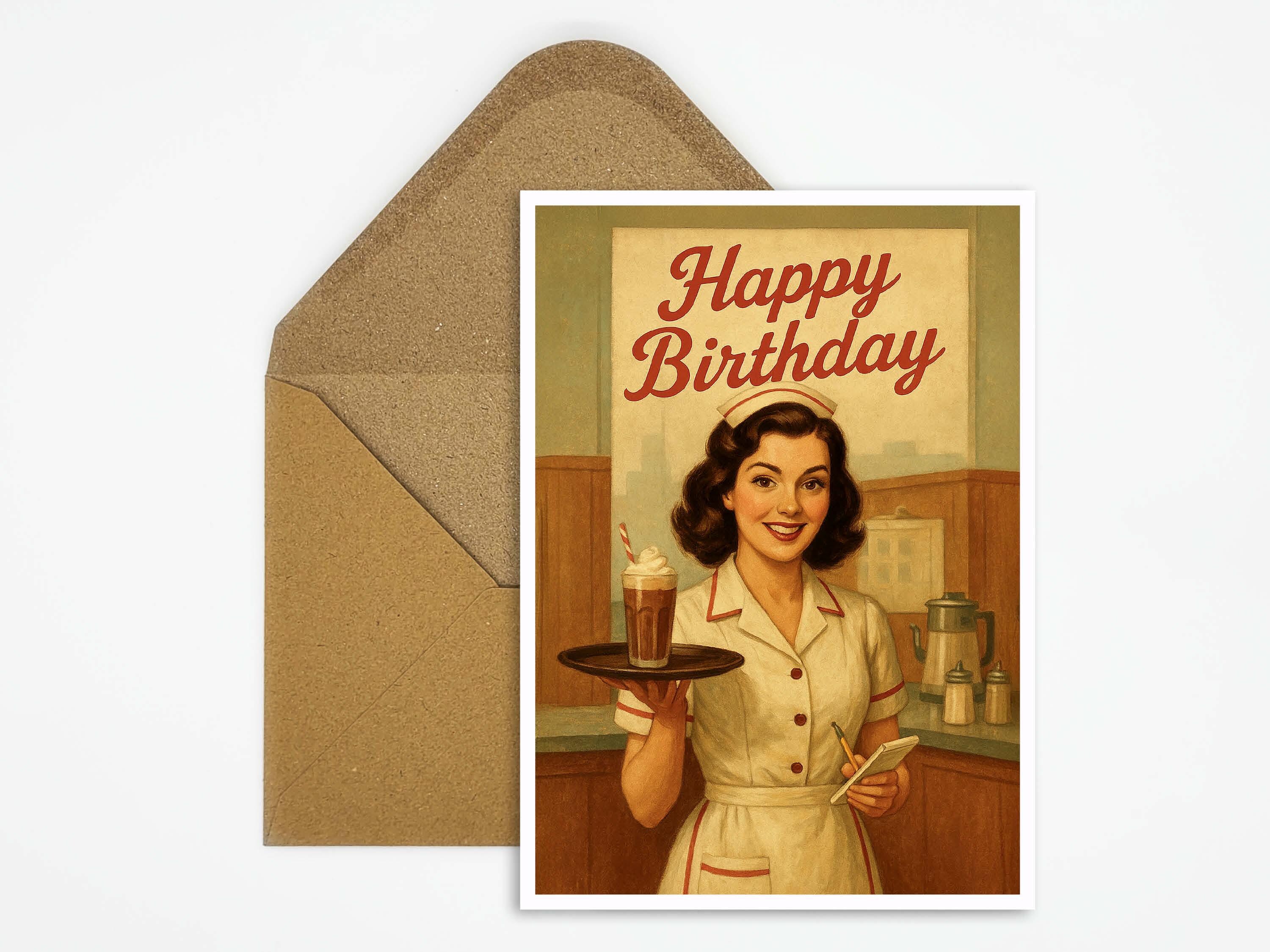 Happy Birthday Card for the Profession Waiter/waitress, Postcard With ...