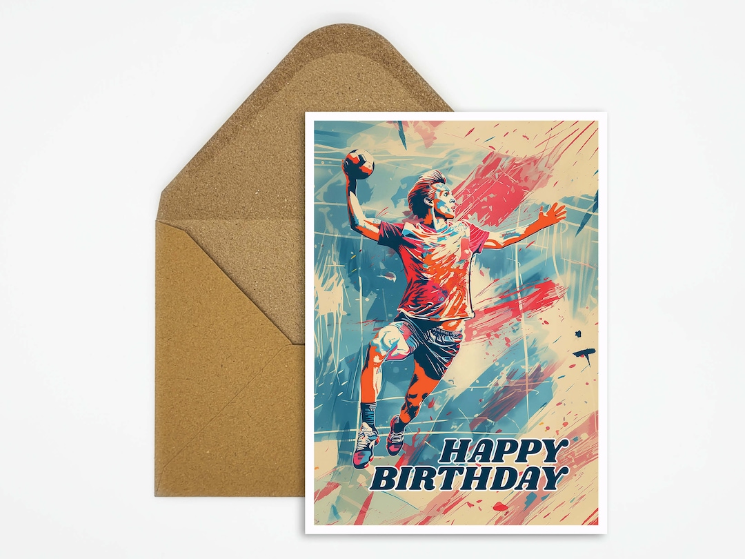 Birthday Card Handball Men, Happy Birthday Card Handball, Postcard With ...