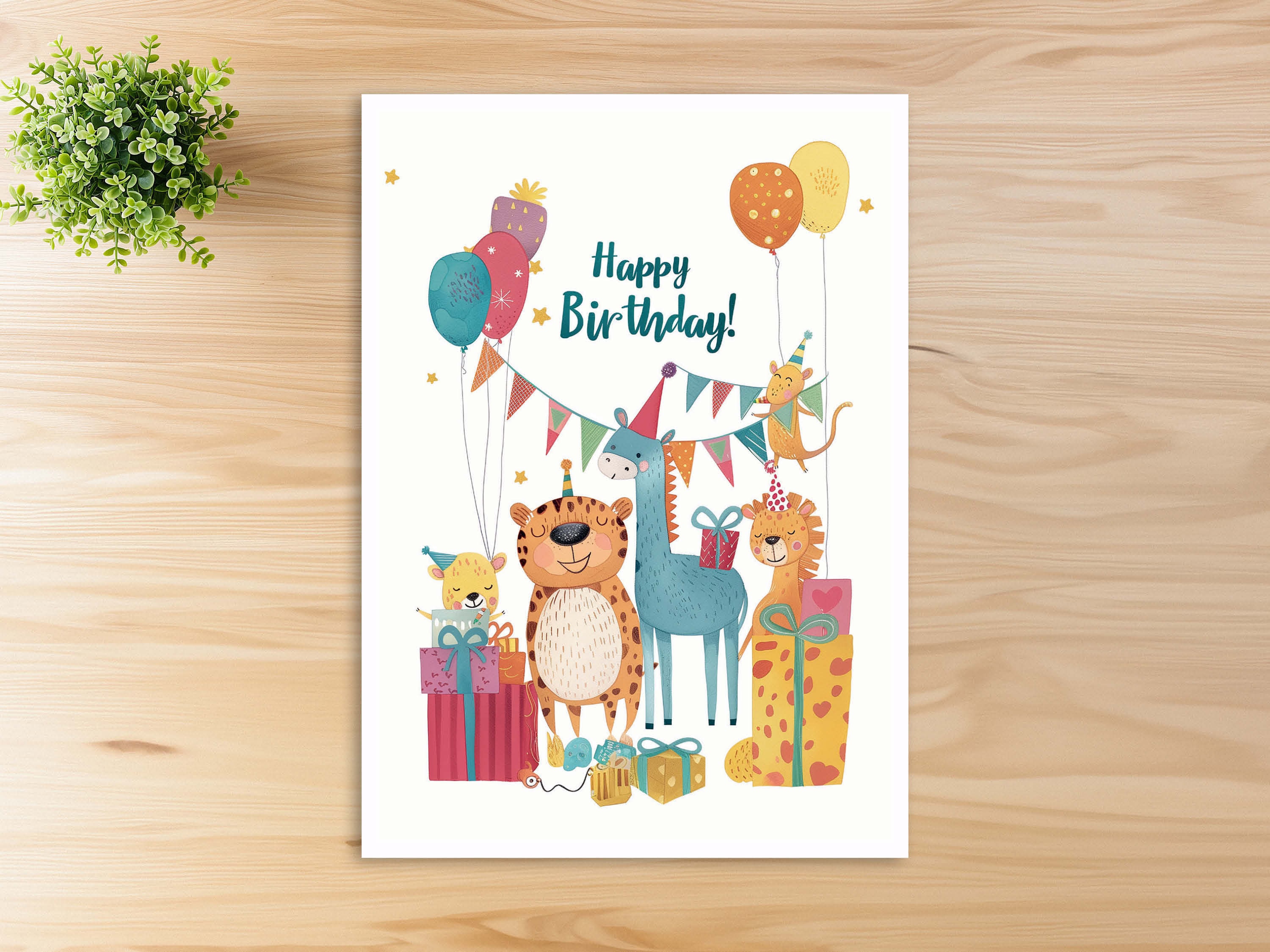 Zoo Birthday Card, Happy Birthday Birthday Card, Animals Birthday, Kids ...