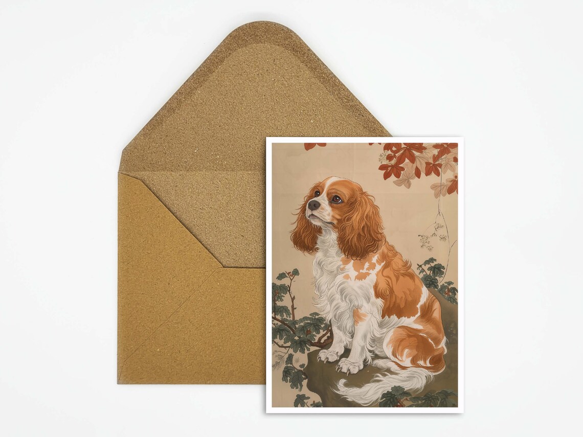 Cocker Spaniel Postcard, Dog Card, Animal Postcard, Dog in Hokusai ...