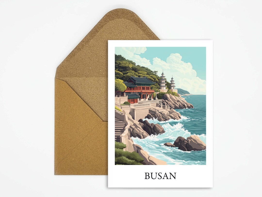 Busan, South Korea Travel Postcard With Beautiful Illustration Ideal as ...