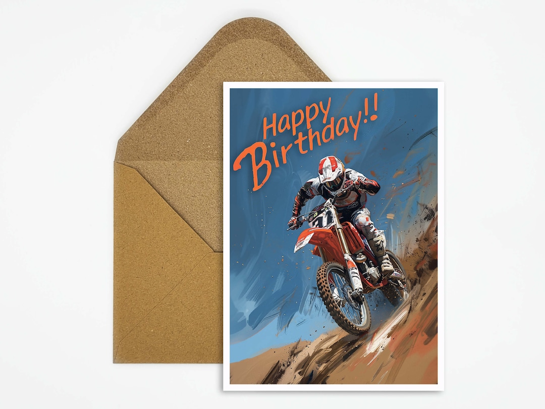 Motocross Birthday Card, Happy Birthday Motocross Birthday Card, Gift ...