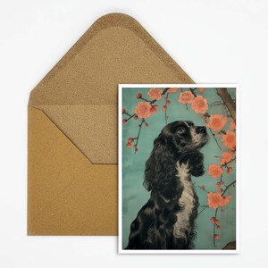 Cocker Spaniel Postcard, Dog Card, Animal Postcard, Dog in Hokusai ...