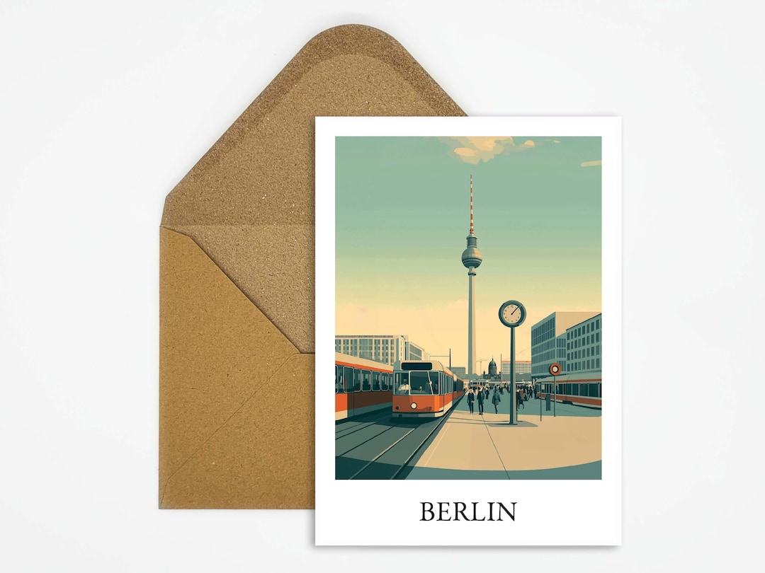 Berlin, Germany Travel Postcard With Beautiful City Illustration Ideal as a Travel Souvenir or ...