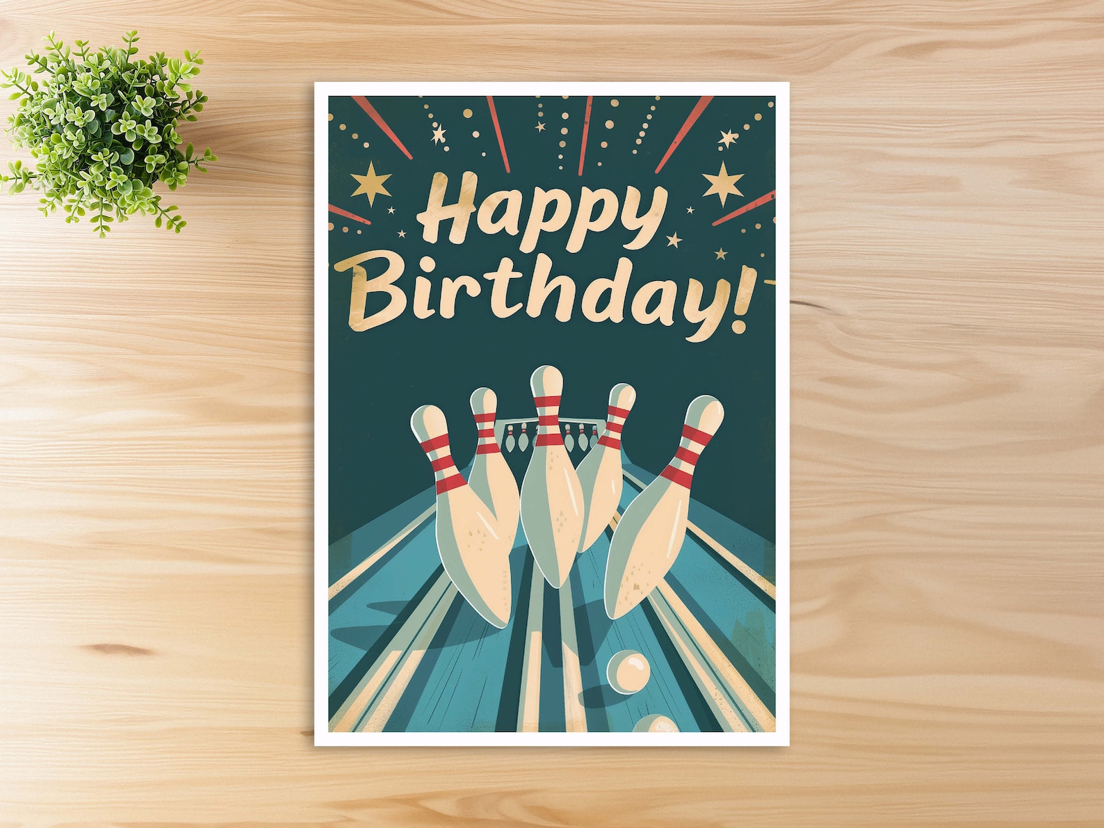 Bowling Birthday Card, Happy Birthday Bowling Birthday Card, Gift Card ...