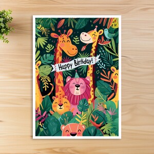 Birthday Card Jungle, Happy Birthday Birthday Card, Children's Birthday ...