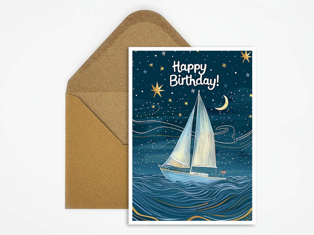 Sailing Birthday Card, Happy Birthday Sailing Birthday Card, Gift Card ...